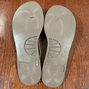 Calvin Klein | Shoes | Calvin Klein Taupe Jelly Flip Flop Floral Sandal ...